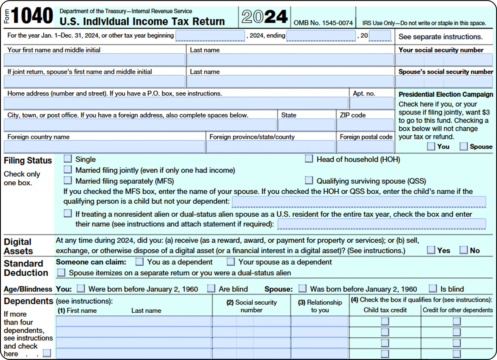 Instructions For Irs Form 1040 1040 (2024) | Internal Revenue Service